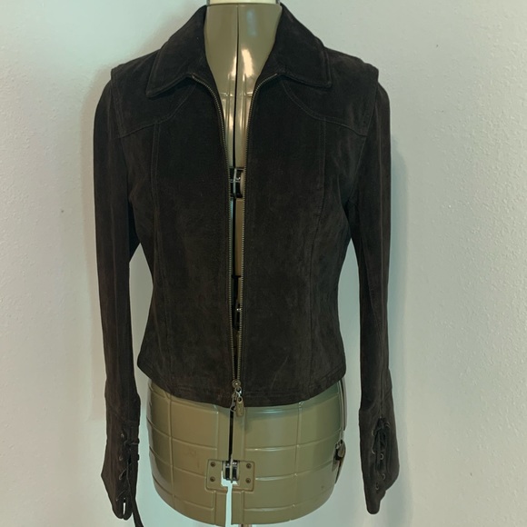 Esprit | Jackets & Coats | Sprit Women Genuine Leather Jacket Brown ...